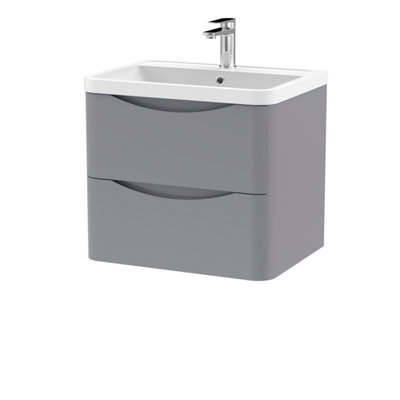 Balterley Dunwood Wall Hung 2 Drawer Bathroom Vanity Unit & Polymarble ...