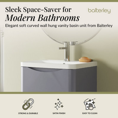 Balterley Dunwood Wall Hung 2 Drawer Bathroom Vanity Unit & Polymarble ...