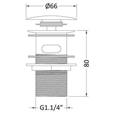 Balterley Easyclean Push Button Basin Waste, Slotted, Round Design for ...