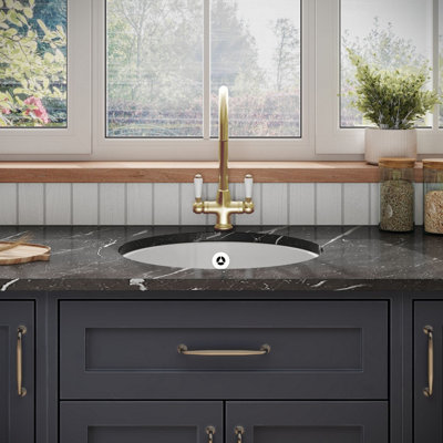 Balterley Fireclay Ceramic Bowl Round Undermount Kitchen Sink with ...