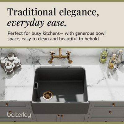 Balterley Fireclay Kitchen Single Bowl Belfast Sink with Built In ...