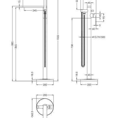 Balterley Freestanding Round Bath Shower Mixer Tap - Brushed Brass