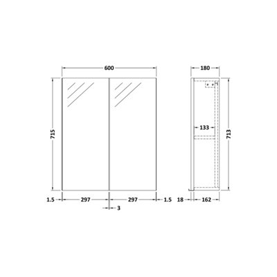 Balterley Level Contemporary Bathroom Wall Hung 2 Door Mirror Cabinet ...