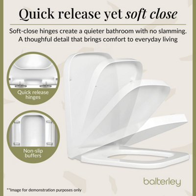 Balterley Mila Round Wall Hung Ceramic Toilet Pan with Soft Close Seat ...