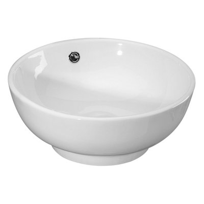 Balterley Modern Bathroom Round Vessel Basin for Countertop Use, White ...