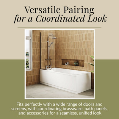 Balterley Modern Single Ended Straight Shower Bath with Leg Set, 1400 x ...