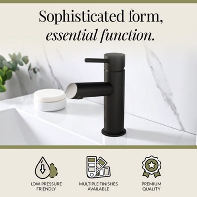 Balterley Nova Modern Bathroom Mono Basin Mixer Tap with Push Button ...