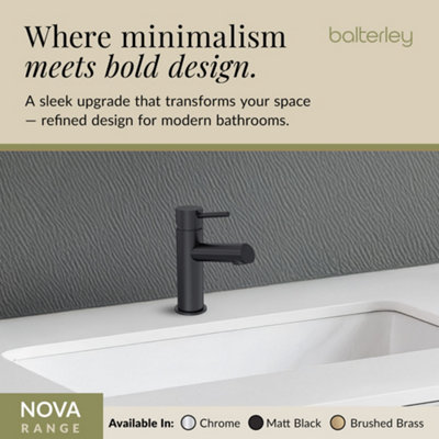 Balterley Nova Modern Bathroom Mono Basin Mixer Tap with Push Button ...