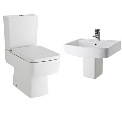 Balterley Optic Square Bathroom Suite: Semi Flush Toilet with Dual ...