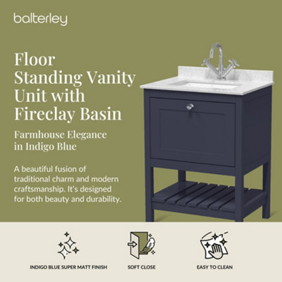 Balterley Rye Bathroom Floor Standing 1 Drawer Vanity & Single Bowl 1 ...