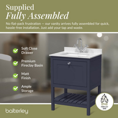 Balterley Rye Bathroom Floor Standing 1 Drawer Vanity & Single Bowl 1 ...