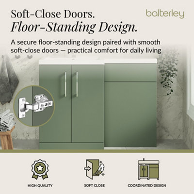 Balterley Satin Green Bathroom Vanity Basin with WC Unit, Left Hand ...
