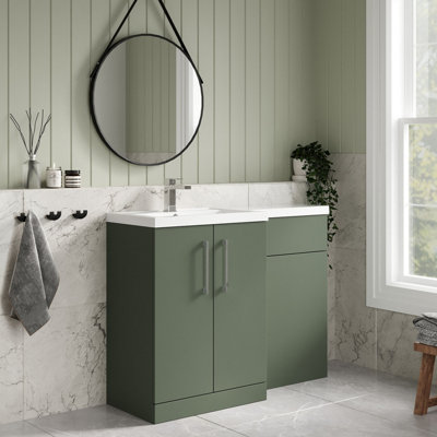 Balterley Satin Green Bathroom Vanity Basin with WC Unit, Left Hand ...