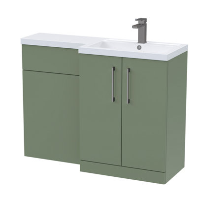 Balterley Satin Green Bathroom Vanity Unit with Basin & WC, Brushed ...