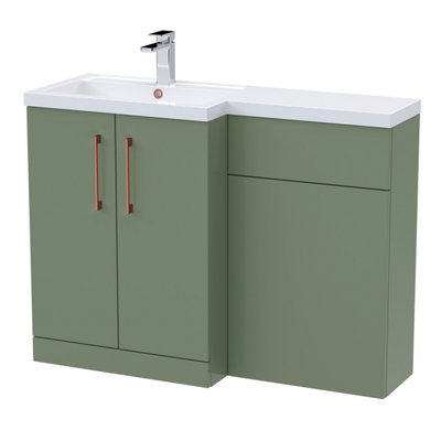 Balterley Satin Green Bathroom Vanity Unit with Basin & WC, Copper ...