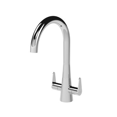 Balterley Situla Kitchen Mono Mixer Tap with Dual Lever Handles, Curved ...