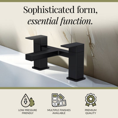 Balterley Square Deck Mounted Bath Filler Tap with Dual Levers ...