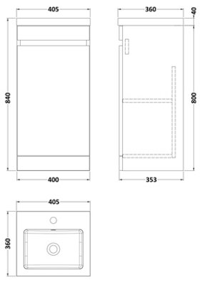 Balterley Tean 400mm Floor Standing 1 Door Compact Unit with Polymarble ...