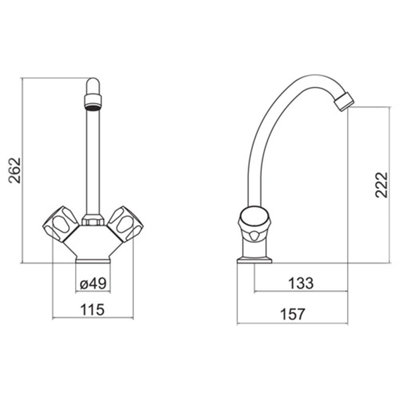Balterley Traditional Dual Handle Kitchen Sink Mixer Tap with Rounded ...