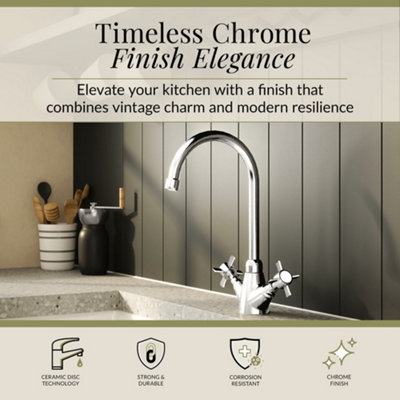 Balterley Traditional Kitchen Sink Mono Mixer Tap - Chrome Crosshead ...