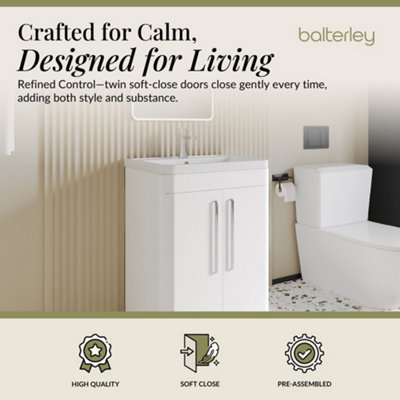 Balterley Wave Contemporary Bathroom 2 Soft Close Door Floor Standing ...
