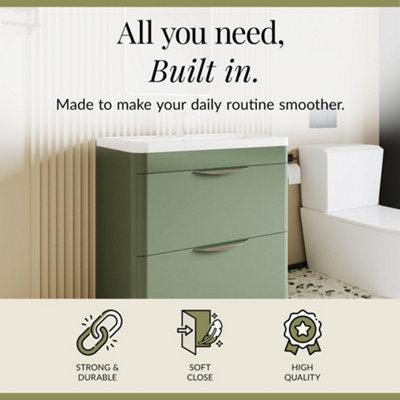 Balterley Wave Contemporary Floor Standing 2 Drawer Bathroom Vanity ...