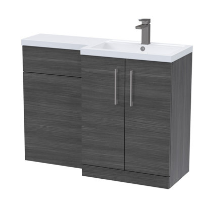 Balterley Woodgrain Anthracite Bathroom Vanity Unit with Basin & WC ...