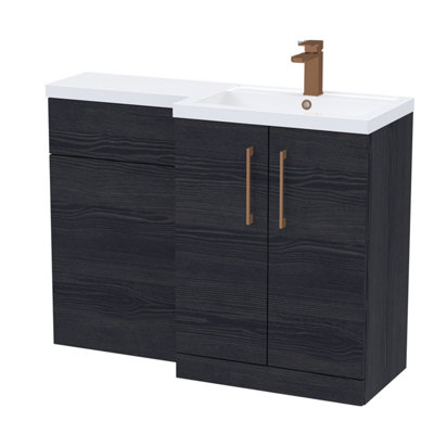 Balterley Woodgrain Black Bathroom Vanity Unit with Basin & WC, Brushed ...