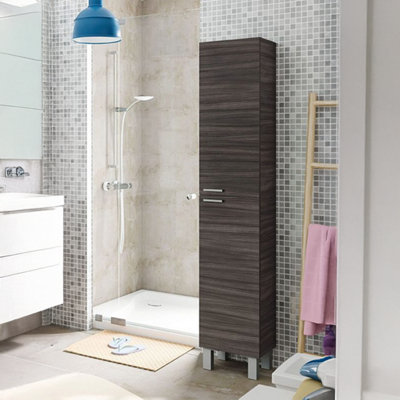 BALTIC Tall Bathroom Storage Unit - Grey Ash (H)182cm (W)30cm (D)25cm