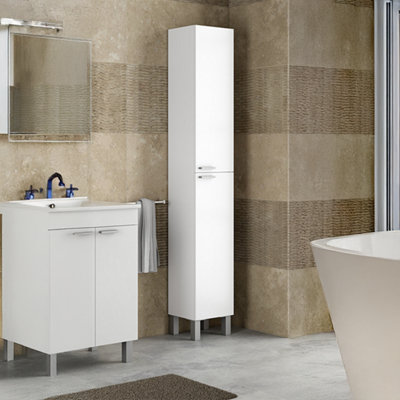 BALTIC Tall Bathroom Storage Unit - White (H)182cm (W)30cm (D)25cm
