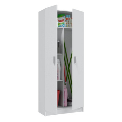 BALTIC Tall White Bathroom Storage Cabinet with 2 Doors- Slim ...