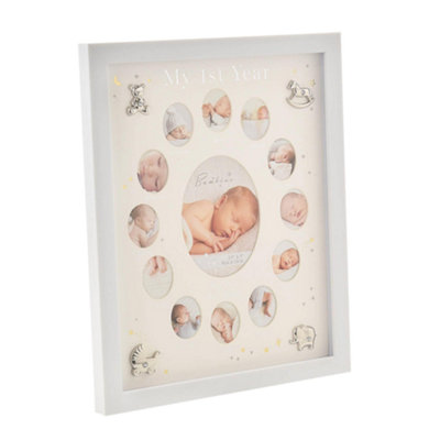 Bambino Baby My 1st Year Collage Photo Frame with Silver Icons