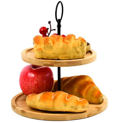 Bamboo 2-Tier Cake Stand Pastry Display