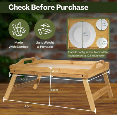 Bamboo Bed Tray Table with Foldable Legs, Multipurpose Laptray ...
