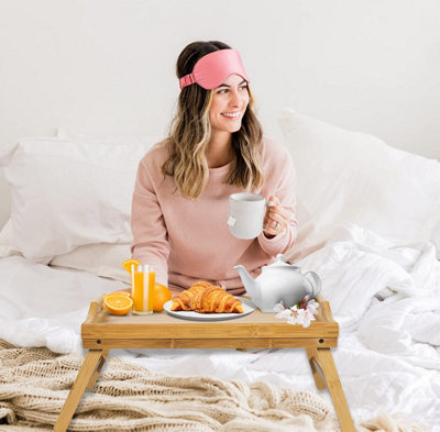 Bamboo Bed Tray Table With Handles & Foldable Legs, Multipurpose Lap ...