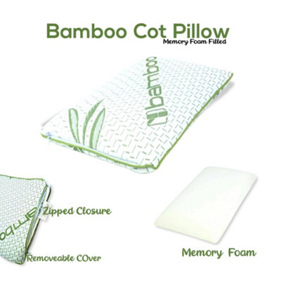 Bamboo Cot Pillow Memory Foam Junior Toddler kids Pillow Removable ...