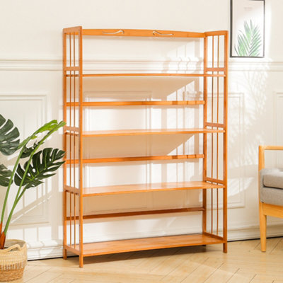 Bamboo Freestanding Bookshelf Storage Rack for Office and Study Room