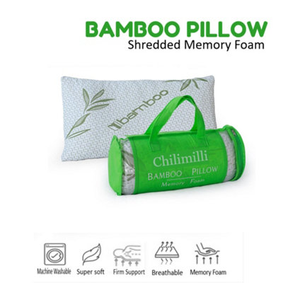 Bamboo Pillow Shredded Memory Foam Anti Bacterial Orthopedic Head Neck ...