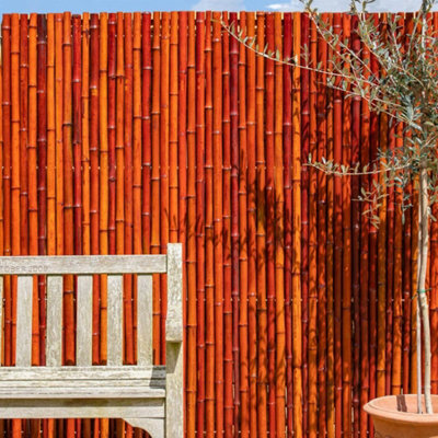 Bamboo Screening Roll Fencing Thick Red 5m x 2m