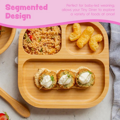 Bamboo Segmented Baby Weaning Plate & Fork Set