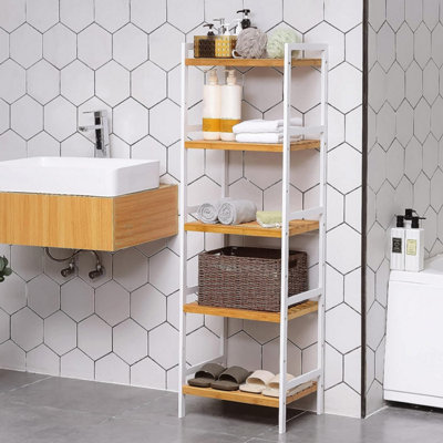 Bamboo Shelf Kitchen Shelf Bathroom Shelf Bookshelf Stand Shelf with 5 Shelves 45 x 31.5 x