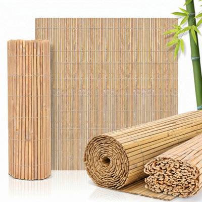 BAMBOO SLAT FENCE 1M X 4M NATURAL GARDEN SCREENING ROLL FOR OUTDOOR ...