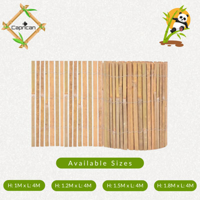 BAMBOO SLAT FENCE 1M X 4M NATURAL GARDEN SCREENING ROLL FOR OUTDOOR ...