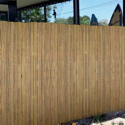 Bamboo Slat Screening Fence Roll Natural Bamboo Privacy Garden Wind ...