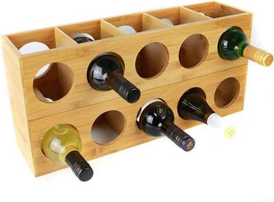 Bamboo Stackable 5 Bottle Wine Rack Wall-Mountable, Free-Standing ...