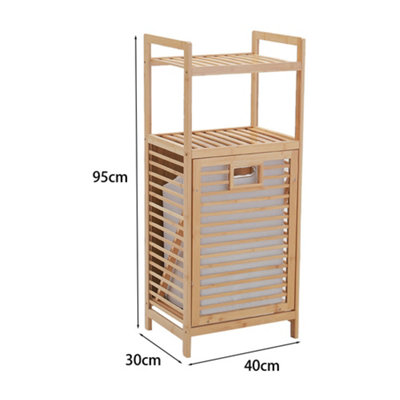 Bamboo Tilt Out Laundry Cabinet Hamper Basket with Liner Bag and 2 ...