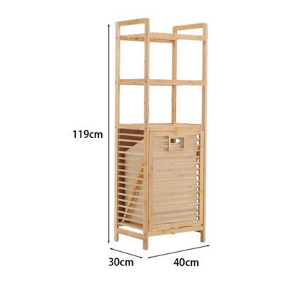 Bamboo Tilt Out Laundry Cabinet Hamper Basket with Liner Bag and 3 ...
