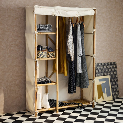 Bamboo wardrobe 3 shelves Natural - sweeek