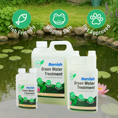 Banish BioActive Greenwater Pond Treatment 1L Green Water Algae Eco ...