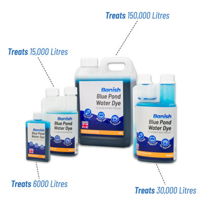 Banish Blue Pond Dye 100ml Water Colour Algae Control Reduce Greenwater ...